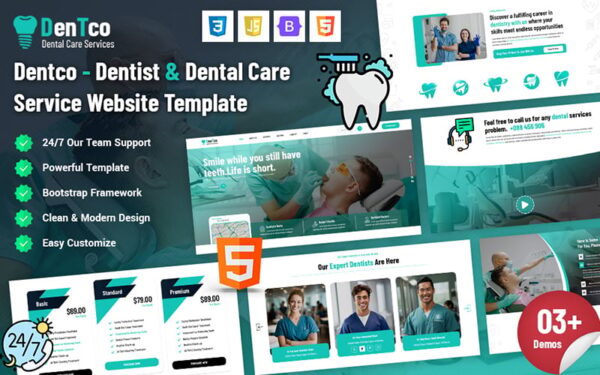 Dentco - Dental Care Service Responsive Website Template - ThemeBagan